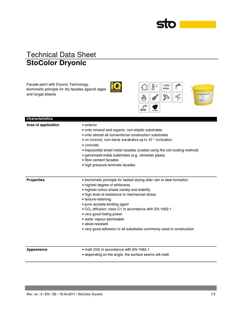 StoColor Dryonic Facade Paint Overview | PDF | Paint | Humidity