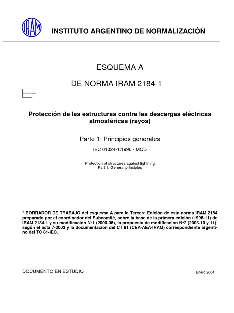 68403-IRAM 21841 EA (Enero 2004) | PDF | Relámpago | Corriente eléctrica