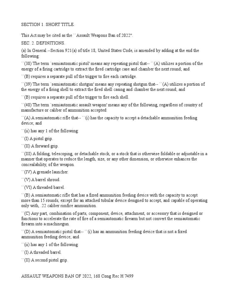 Assault Weapons Ban 2022 Overview | PDF | Assault Weapon | Cartridge ...
