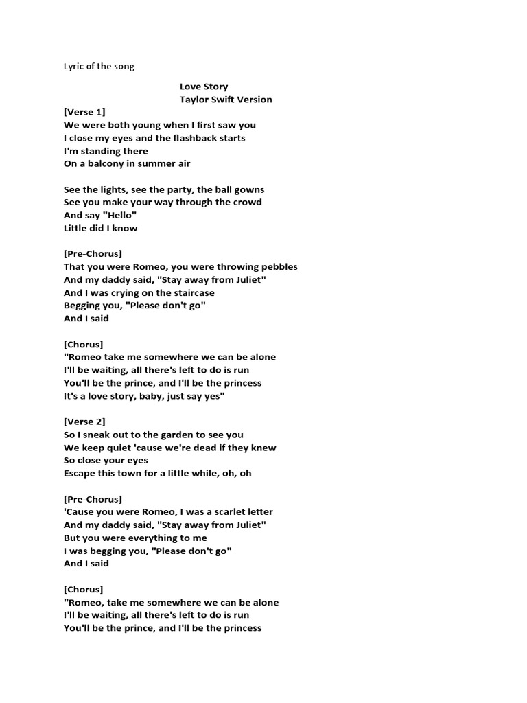 Taylor Swift's "Love Story" Analysis | PDF | Songs