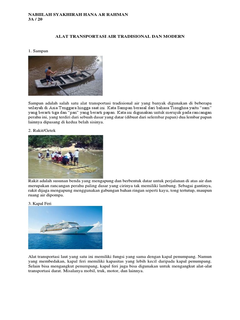Alat Transportasi Air Tradisional dan Modern | PDF