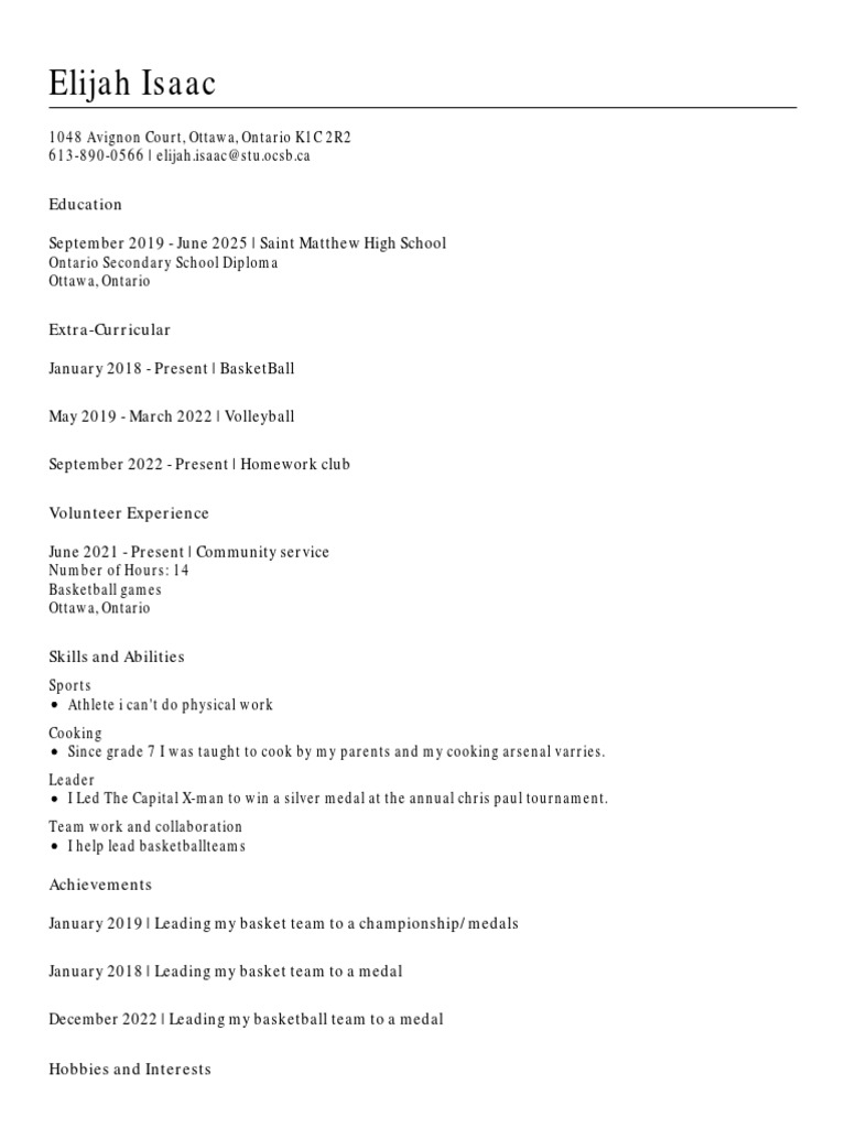 Elijah Isaac Resume - 1st Resume | PDF