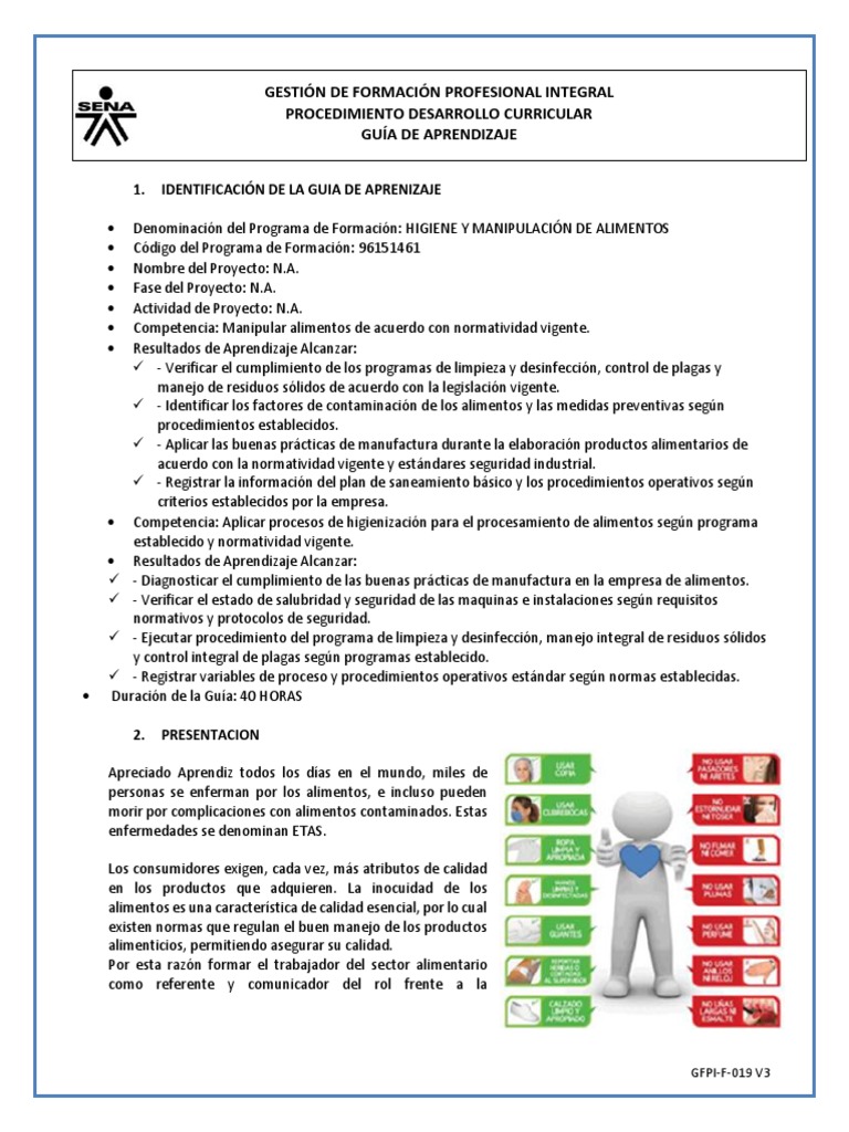 GFPI-F-019 Formato Guia de Aprendizaje 40H | PDF | Alimentos