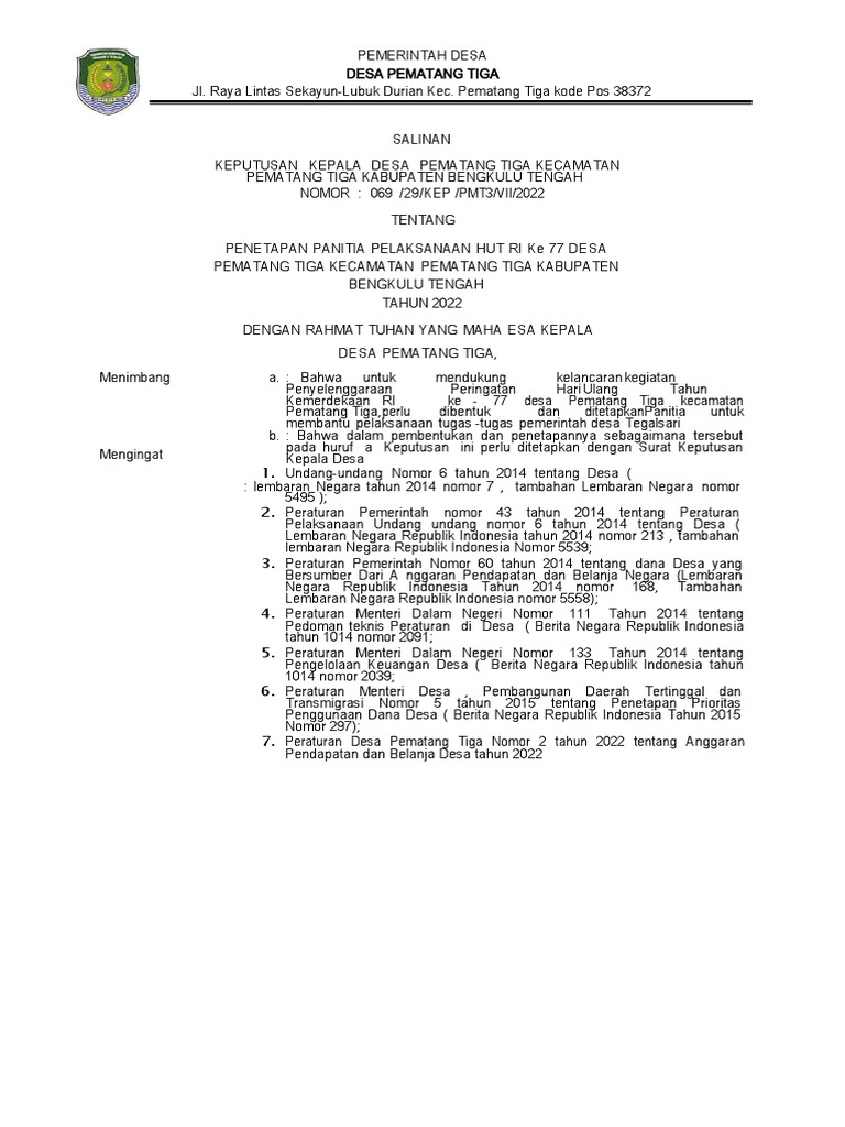 SK 17 Agustus 2022 | PDF