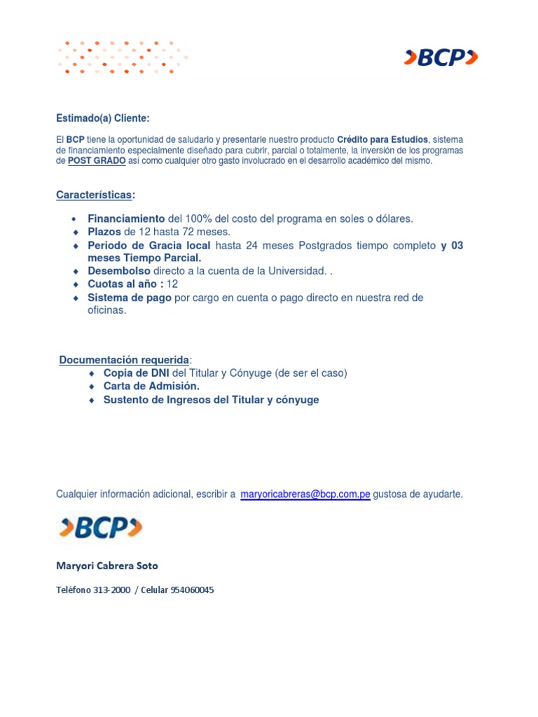 Estudios Nacional - BCP | PDF