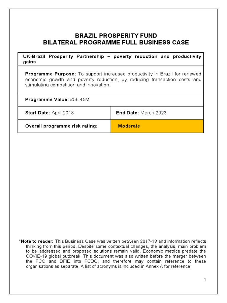 Brazil Prosperity Fund Full Business Case | PDF