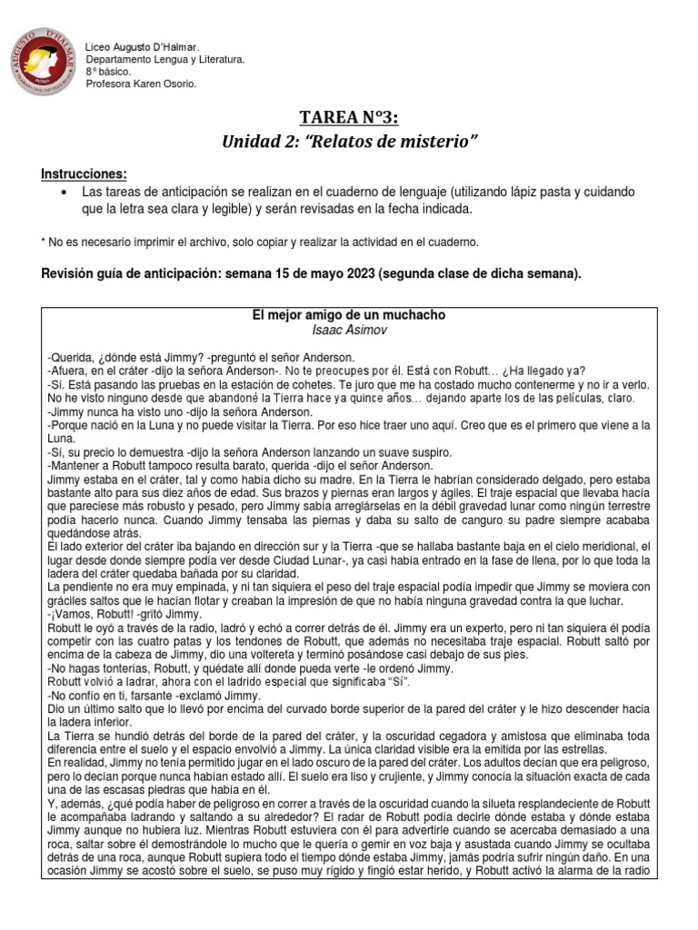 Tarea N°3 Octavo Básico Pdf Luna