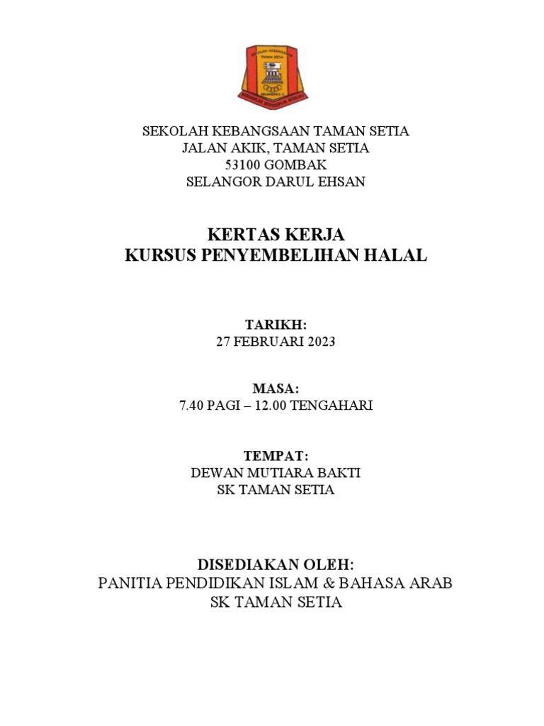 Kertas Kerja Sembelihan 2023 | PDF