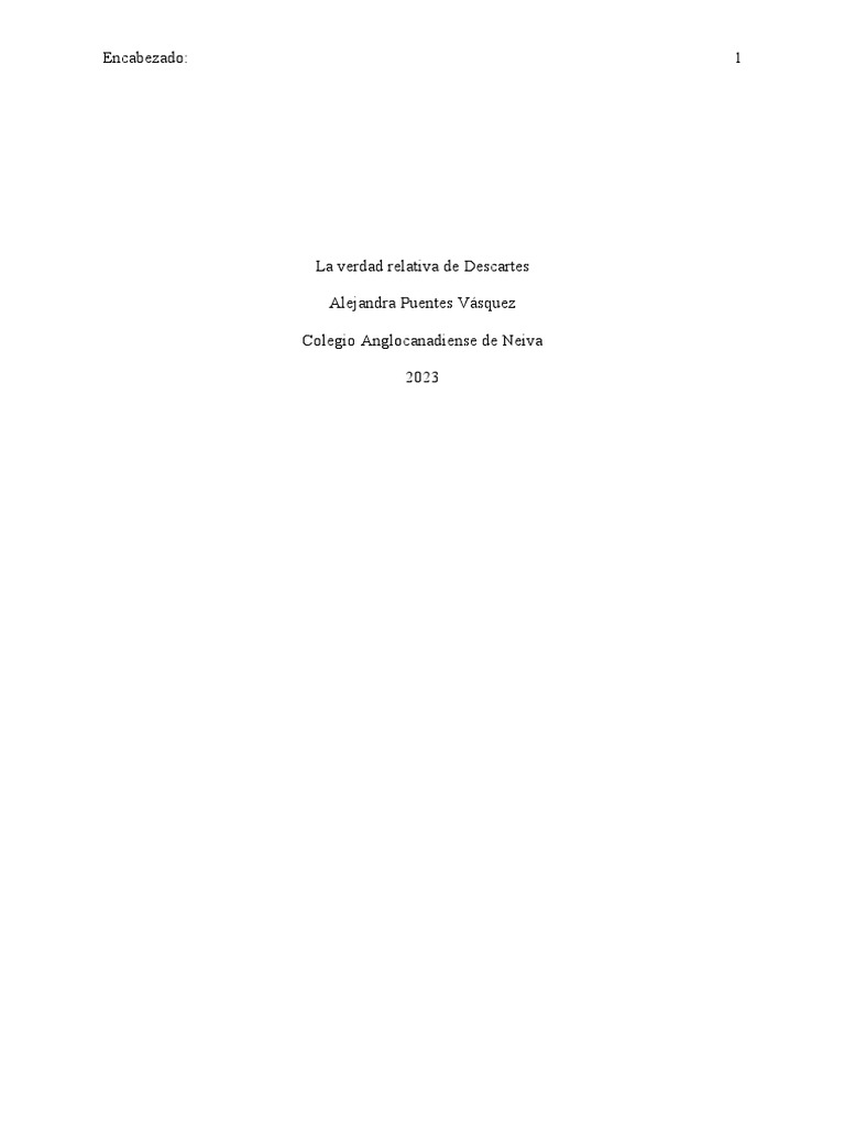 La Duda en la Filosofía de Descartes | PDF | Filosofía
