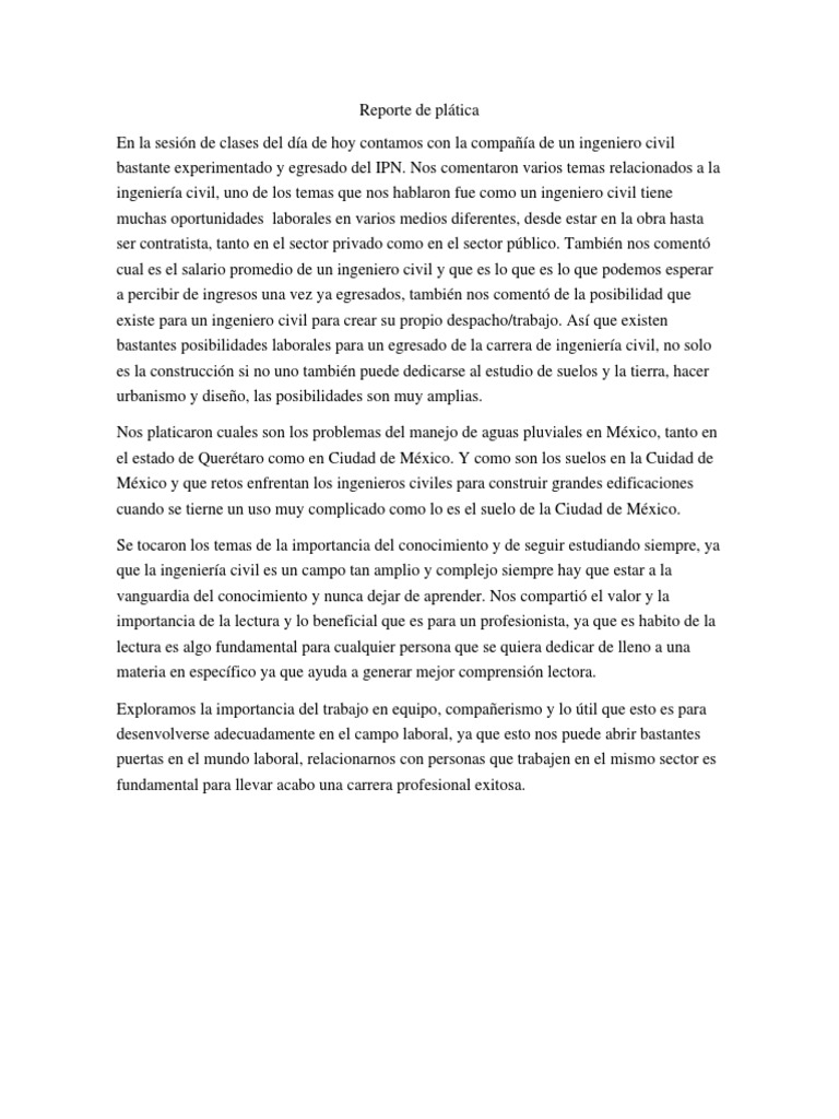 Reporte de Plática | PDF