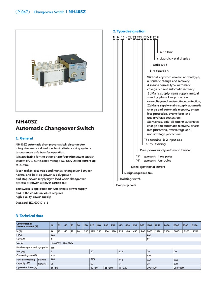 Catalogo ATS Chint | PDF | Switch | Power Supply