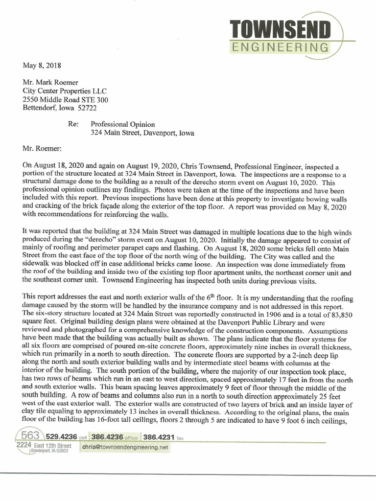 Engineering Report Links Building Damage To 2020 Derecho | PDF