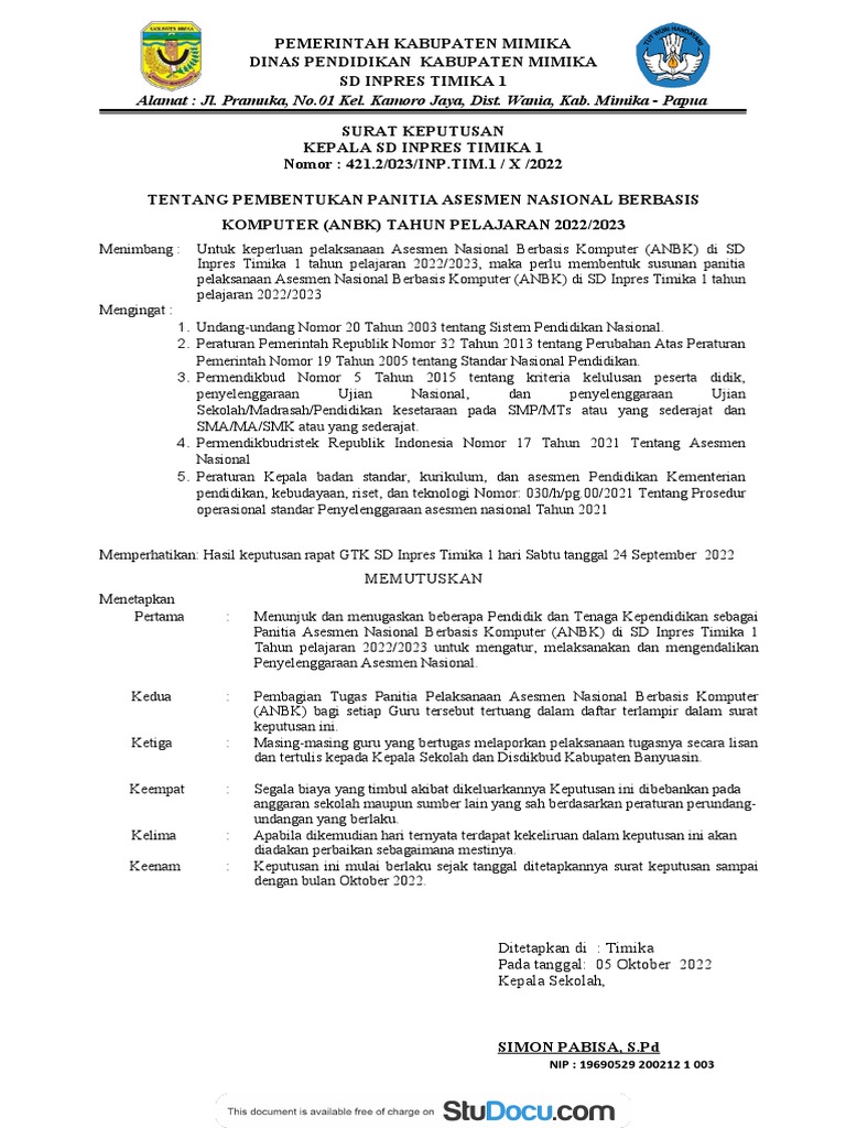 SK Panitia Anbk | PDF