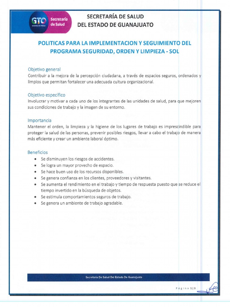 Políticas Programa SOL 2020 - SSG | PDF
