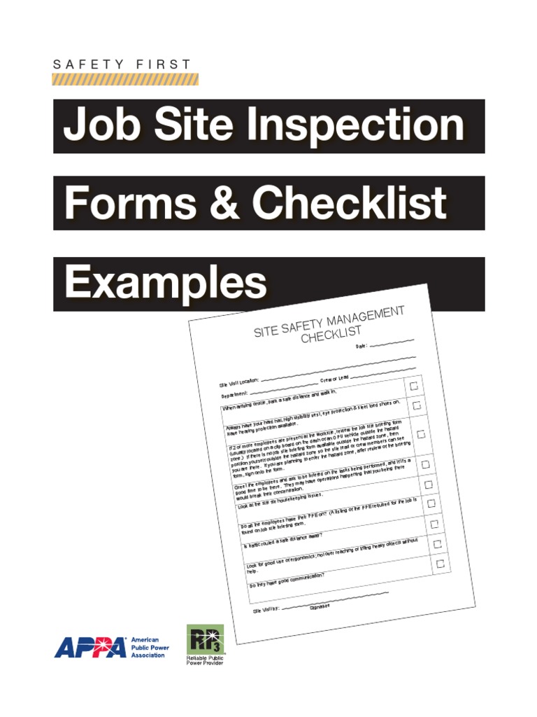 Job Site Inspection Checklist Sample Template-73046 | PDF | Safety ...