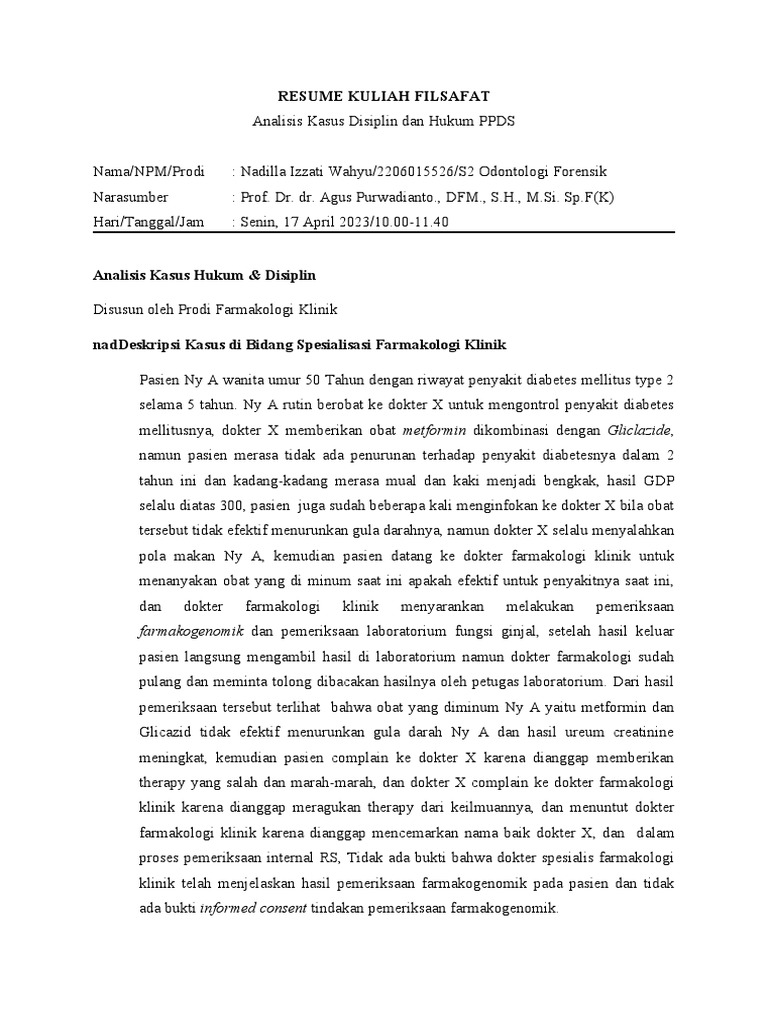 Resume Kuliah FKU-6 Prof. Dr. Dr. Agus Purwadianto., DFM., S.H., M.Si. SP.F (K) - S2 Odontologi ...