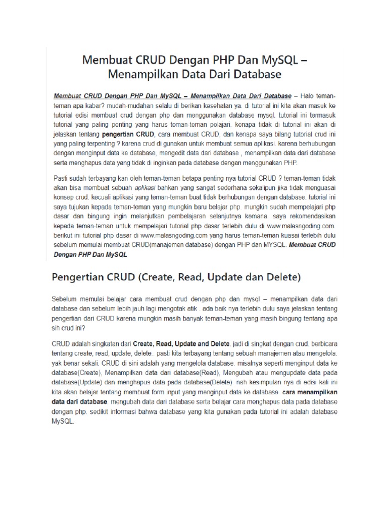 Modul Praktik - CRUD Dengan PHP | PDF