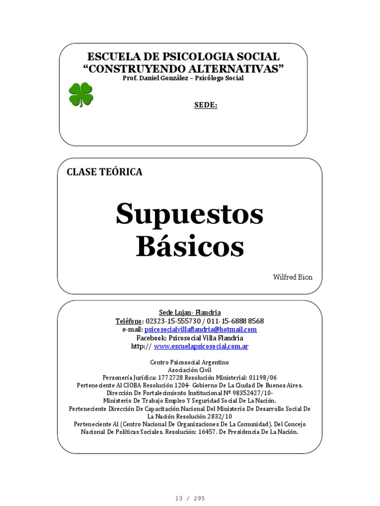 2 SUPUESTOS BASICOS - 12c | PDF | Psicoanálisis | Sicología