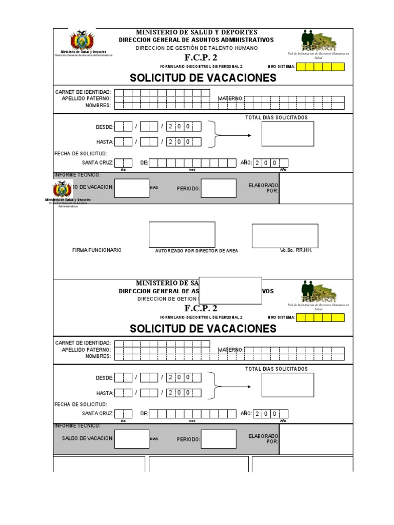 Formulario Vacaciones | PDF