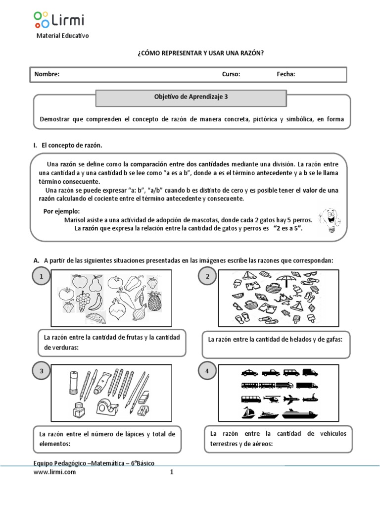 Representación Pictórica de Razones | PDF | Color | Matemáticas