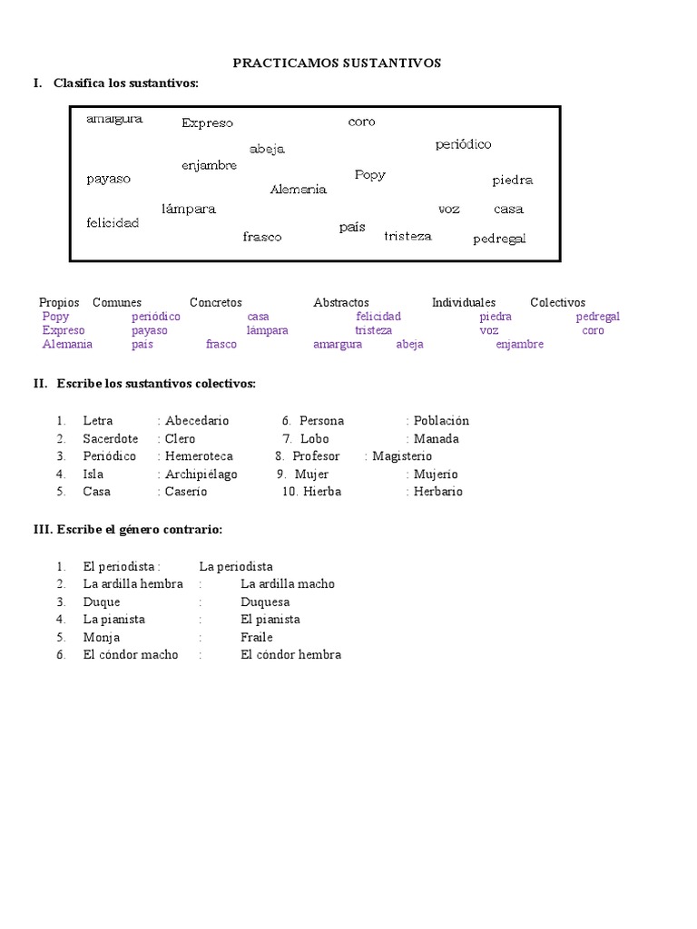 5 To Practicamos Sustantivos | PDF