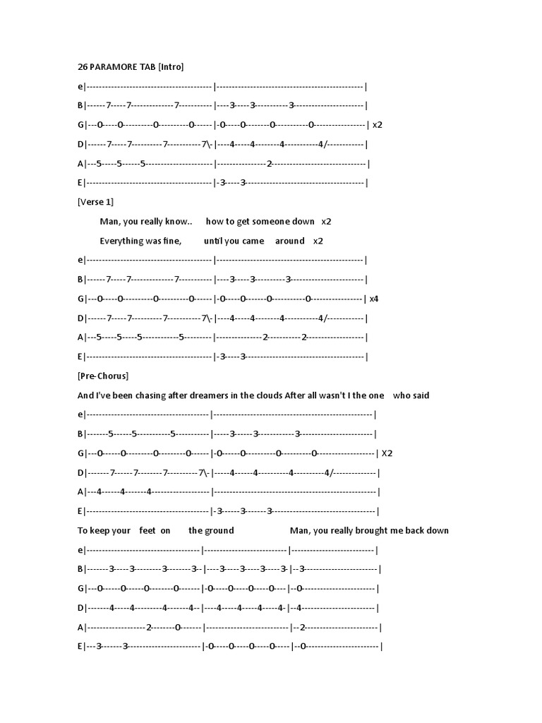 26 Paramore Tab | PDF | Song Structure