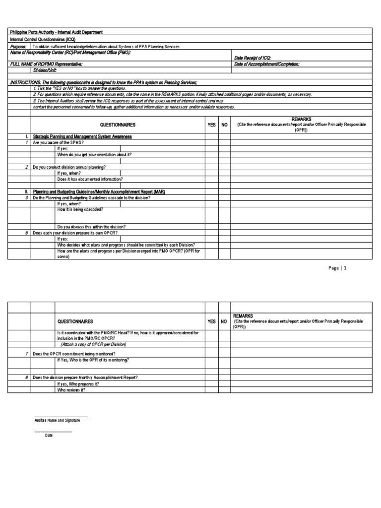 PPS ICQ (RC AND PMO)-JNS Working Paper | PDF | Internal Control ...