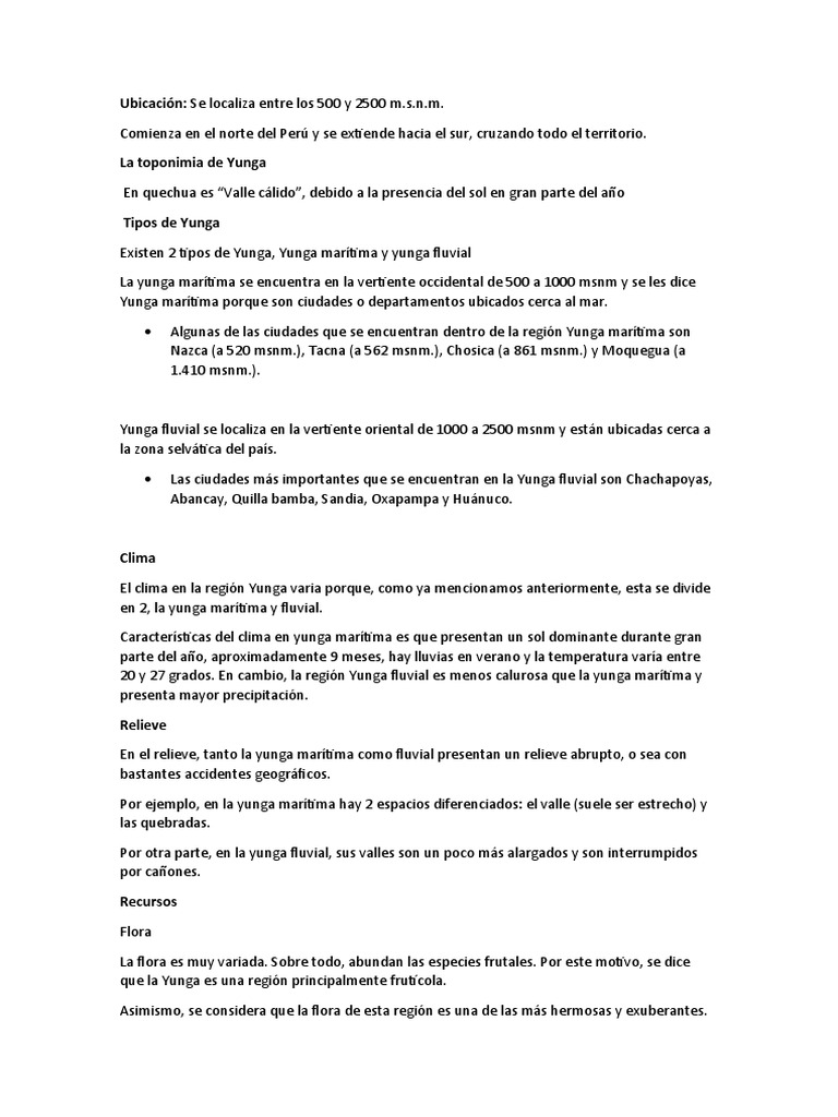 Region Yunga | PDF