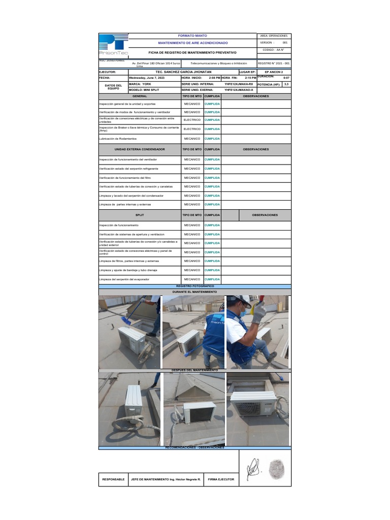 FORMATO Aire Acondicionado | PDF FORMATO Aire Acondicionado | PDF