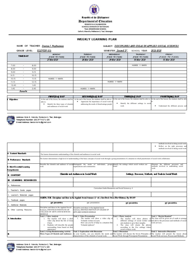 Diass Week 6 Pdf Learning Teachers