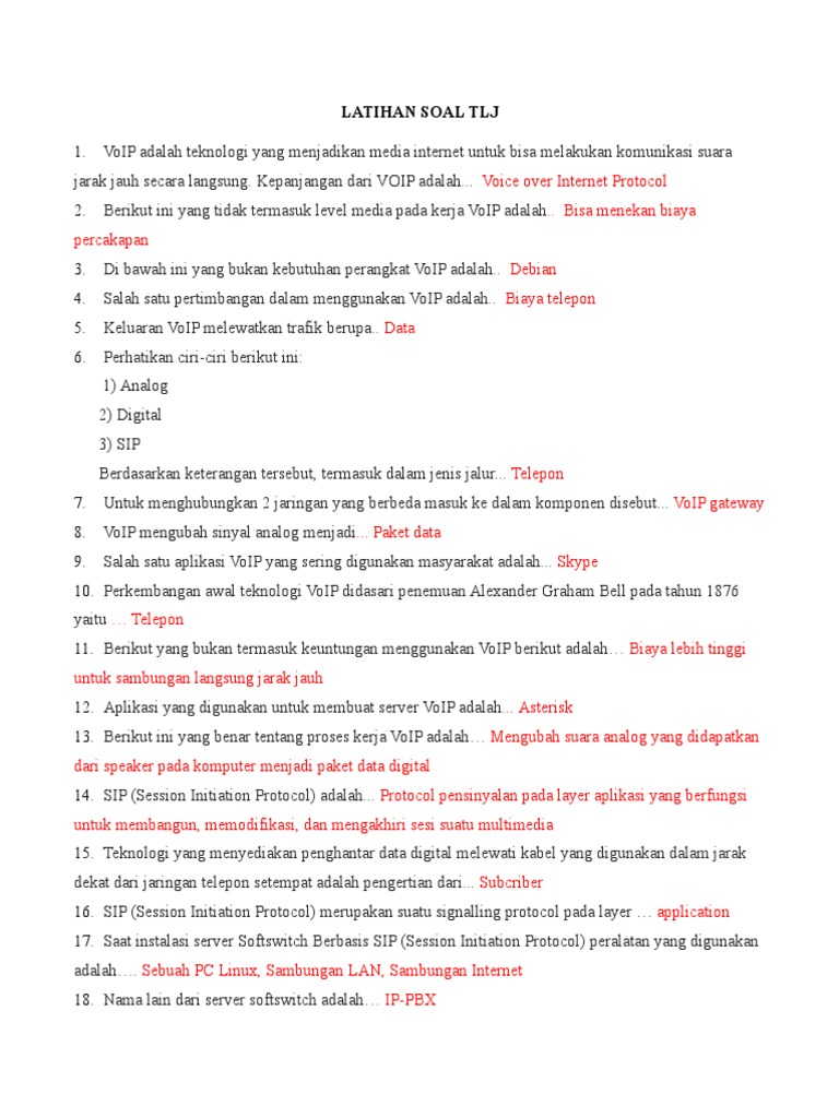 TLJ - Latihan Soal | PDF
