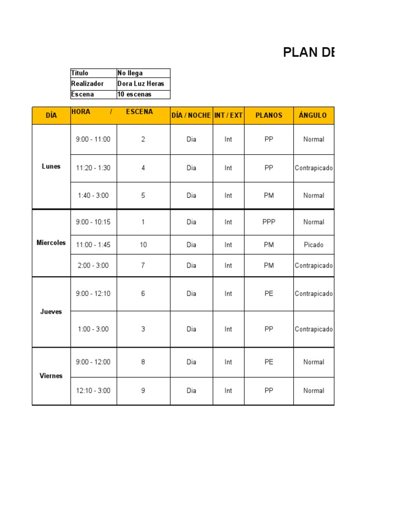 Plan de Rodaje | PDF