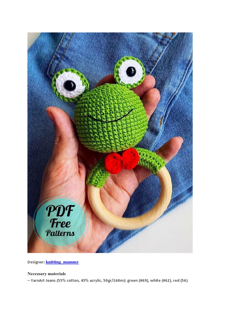 Crochet Frog Rattle Pattern Guide | PDF | Crochet | Yarn