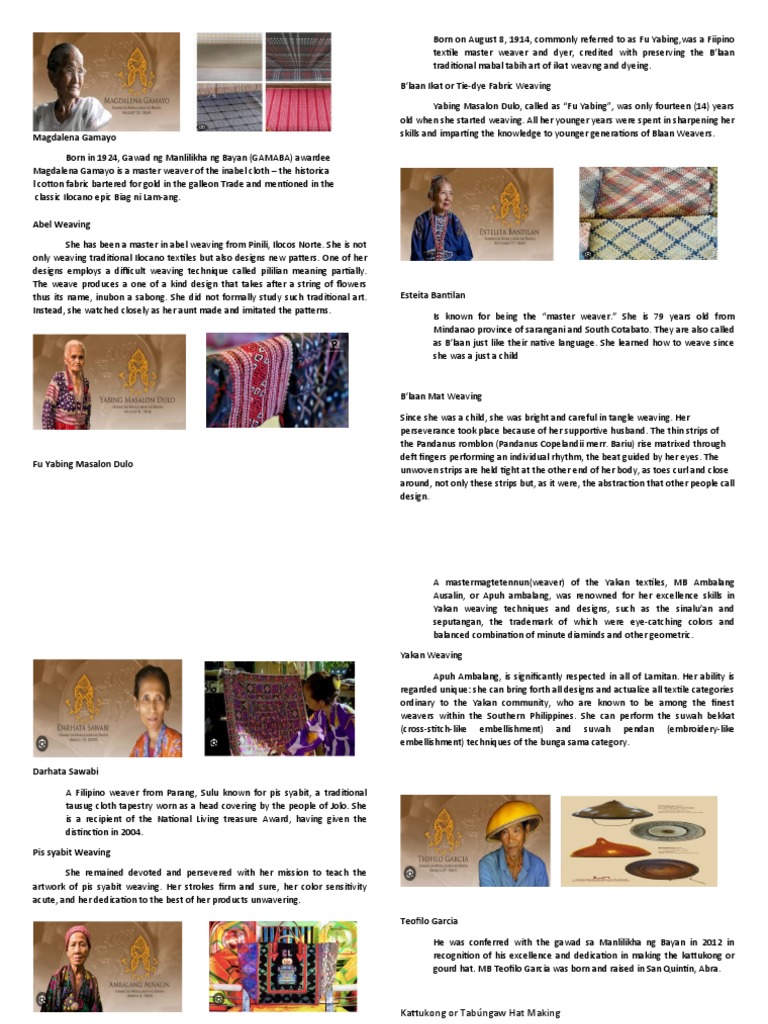 GAMABA Awardees | PDF | Weaving | Textiles