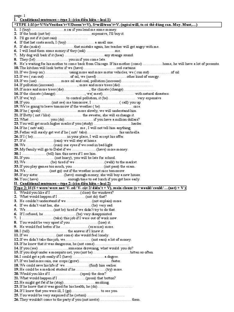 Conditional Sentences Worksheet Templates Layouts - 138080 | PDF