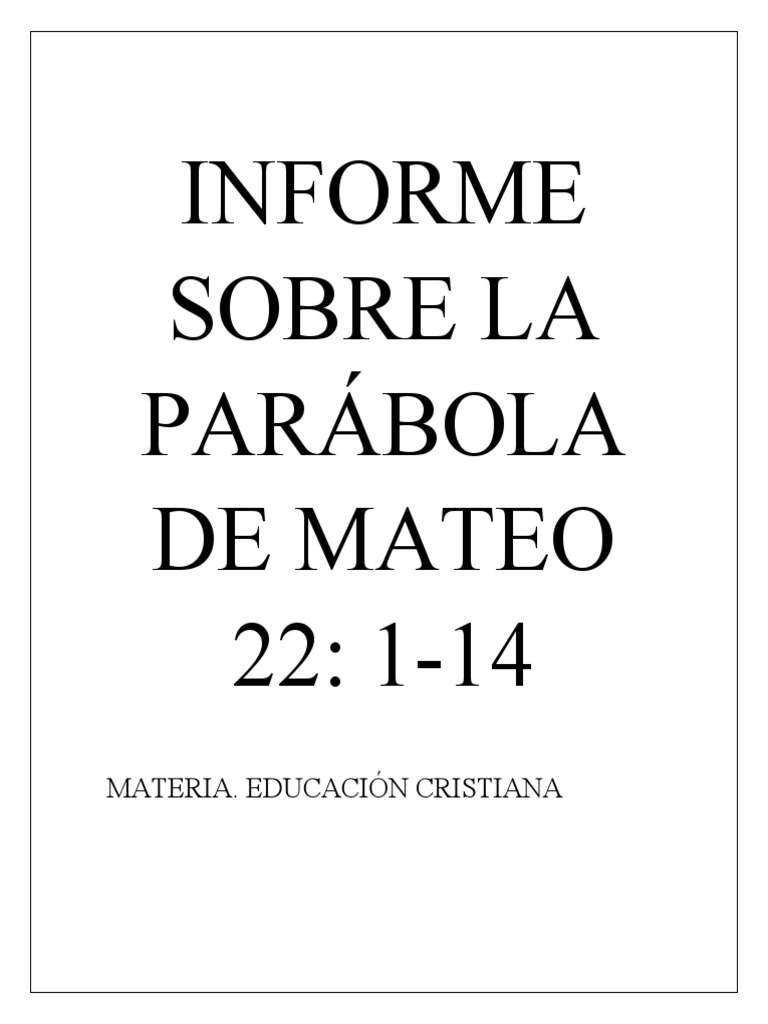 La Fiesta de Bodas Parabola | PDF | Parábolas de Jesús | Pecado