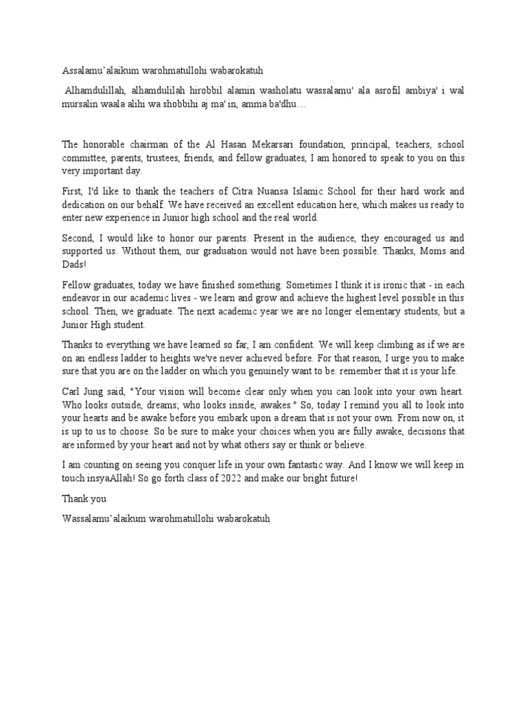 Graduation Speech | PDF