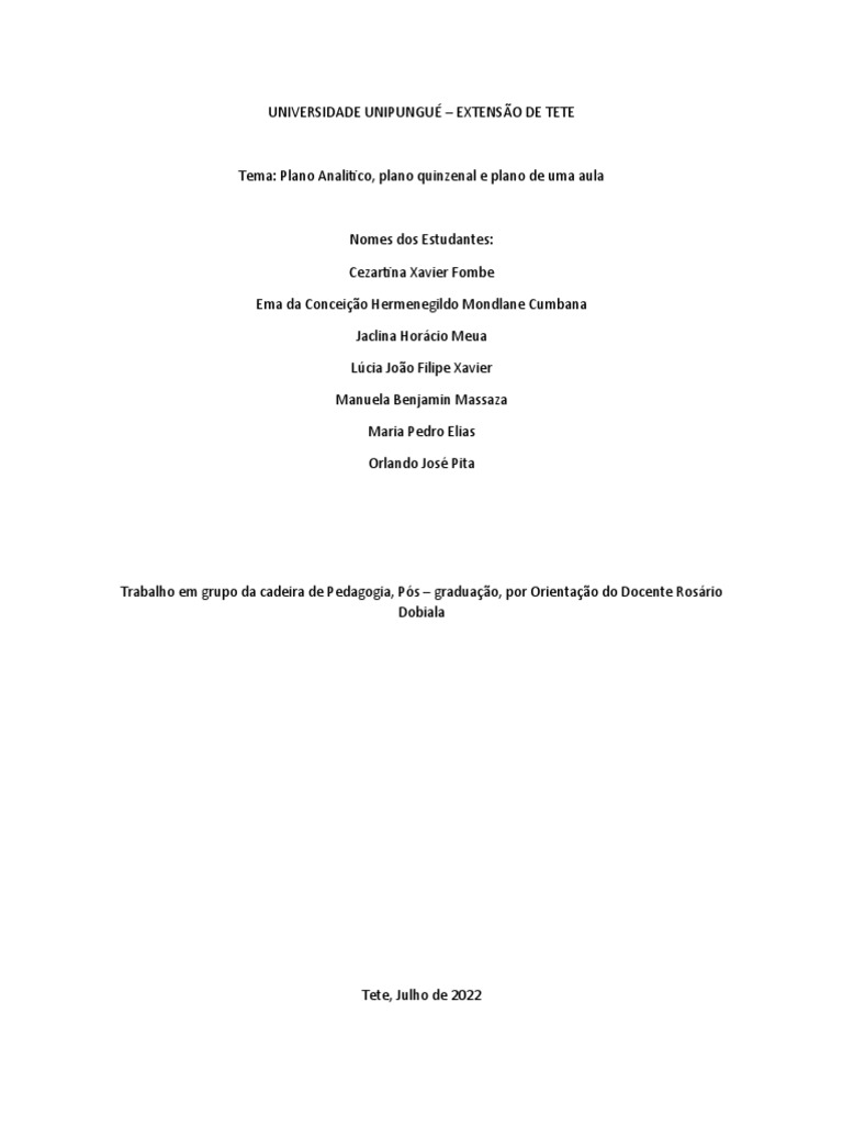 Universidade Unipungué | PDF