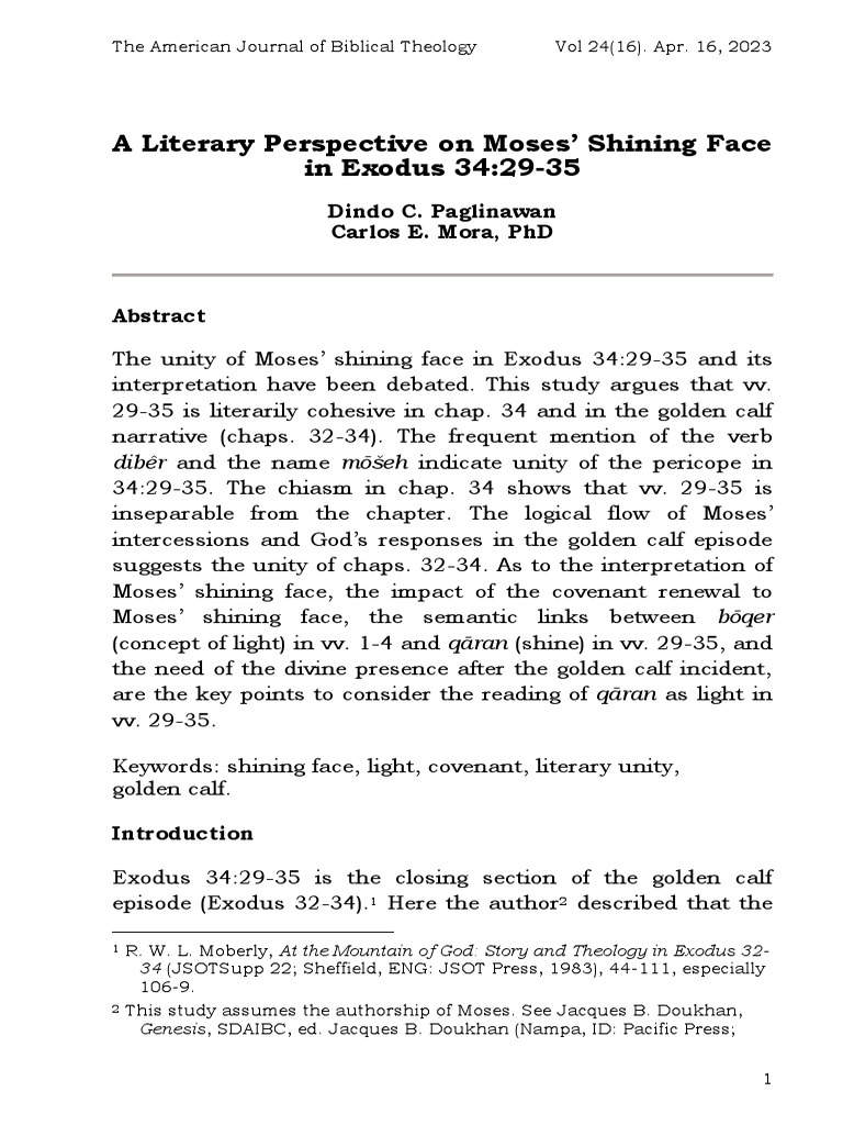 A Literary Perspective of Moses's Shining Face | PDF