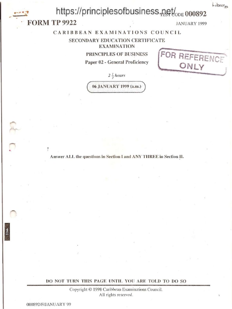 Csec Pob Past Papers January 1999 Paper 02 PDF | PDF | Gross Domestic ...