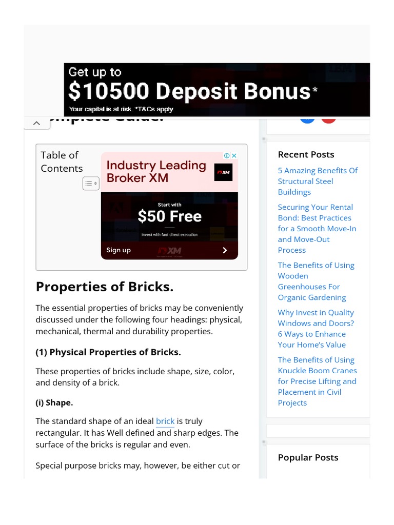 Comprehensive Brick Properties Guide | PDF