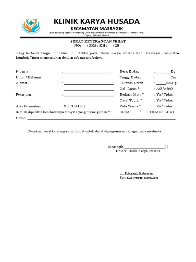 Surat Keterangan Sehat | PDF