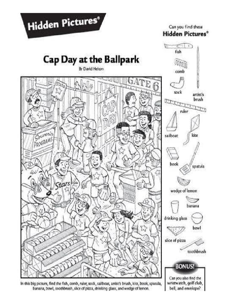 Hidden Pictures Worksheet Hard Level | PDF