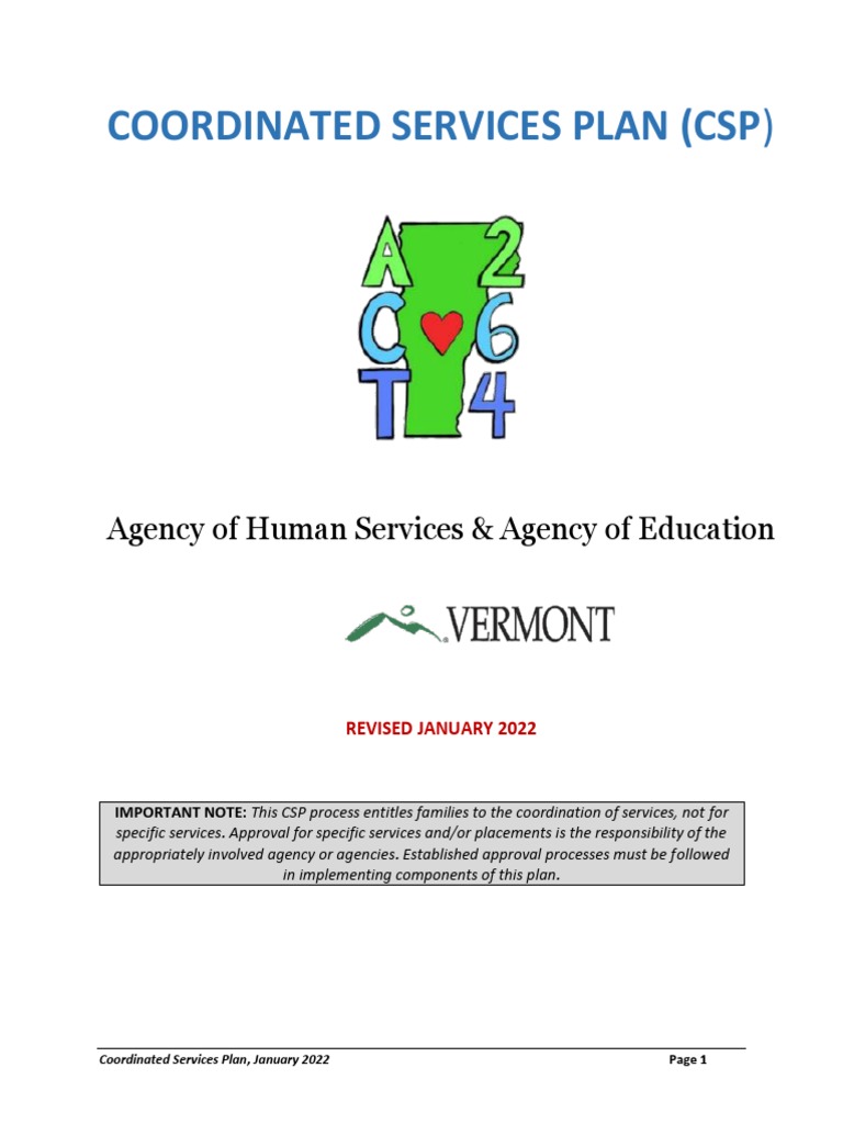 Coordinated Services Plan Overview 2022 | PDF | Individualized ...