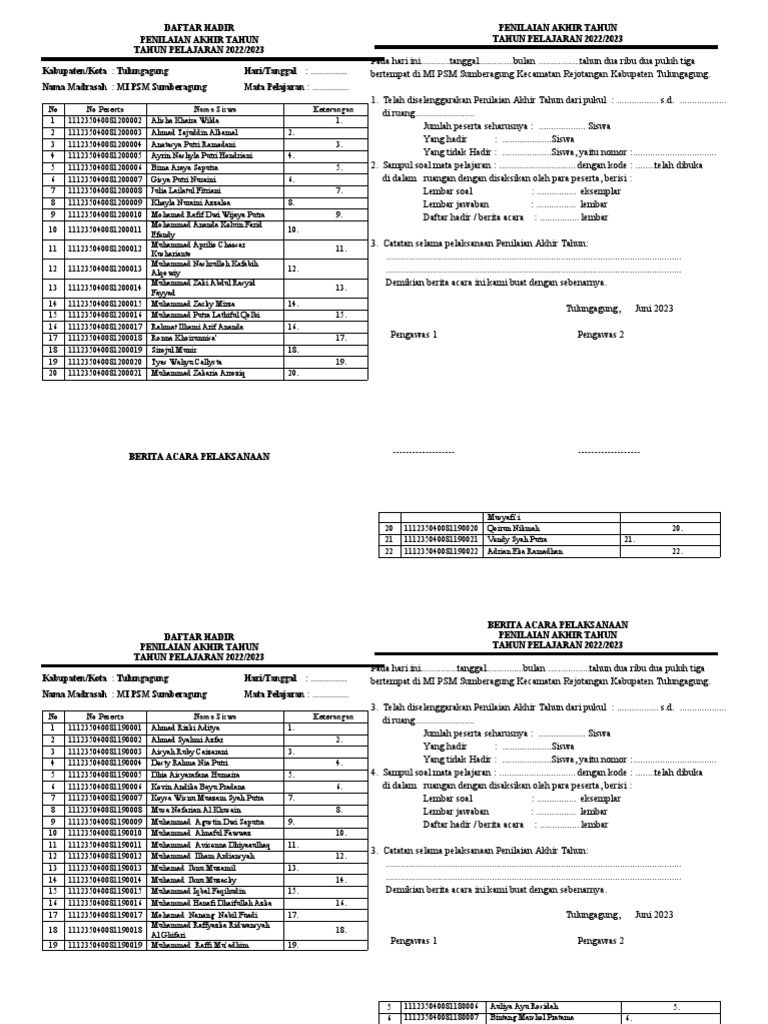 Berita Acara Dan Daftar Hadir | PDF