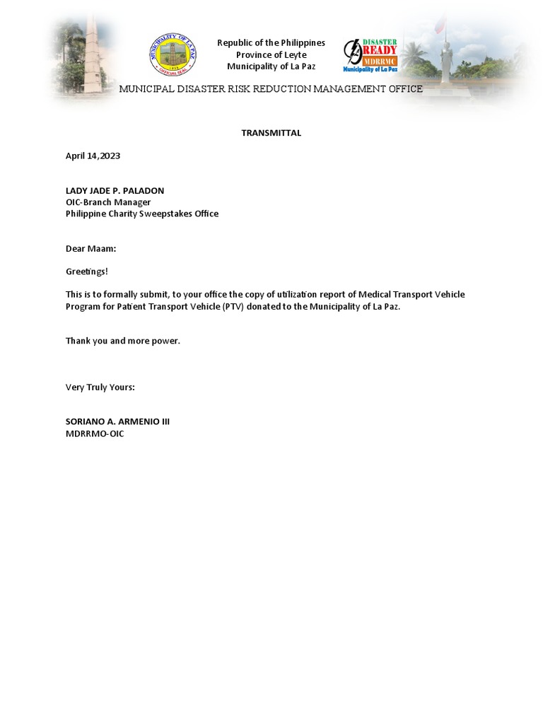 Transmital Letter PCSO | PDF