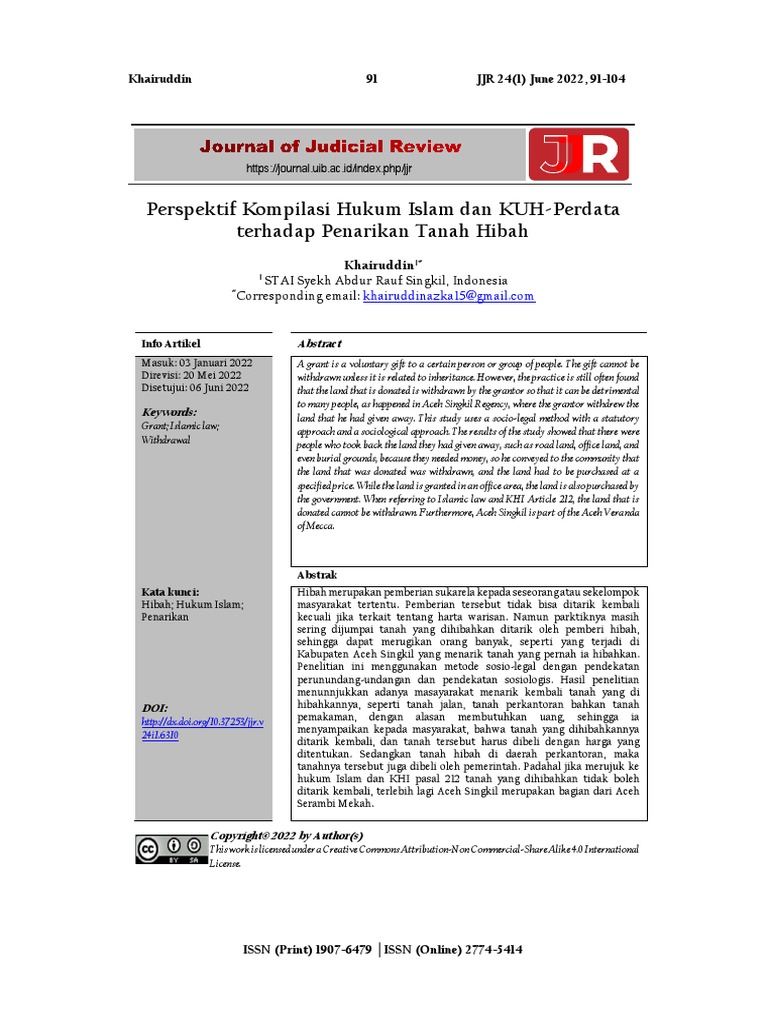 Perspektif Kompilasi Hukum Islam Dan KUH-Perdata Terhadap Penarikan ...