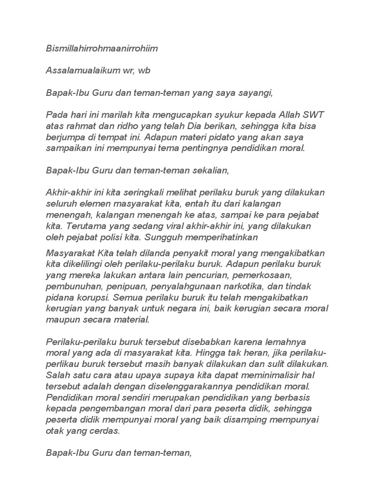Pidato Pendidikan Moral | PDF