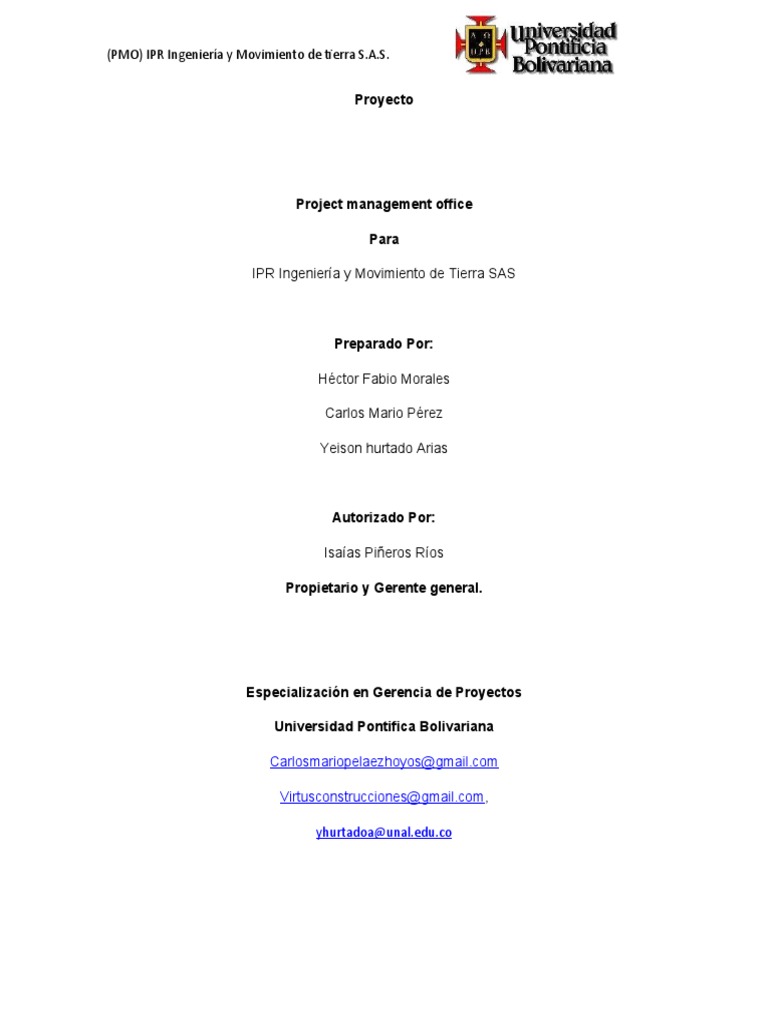 PMO en IPR Ingenieria | PDF | Economias | Business