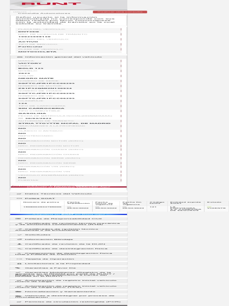 Consulta Ciudadano - RUNT | PDF | Vehículos terrestres | Coche